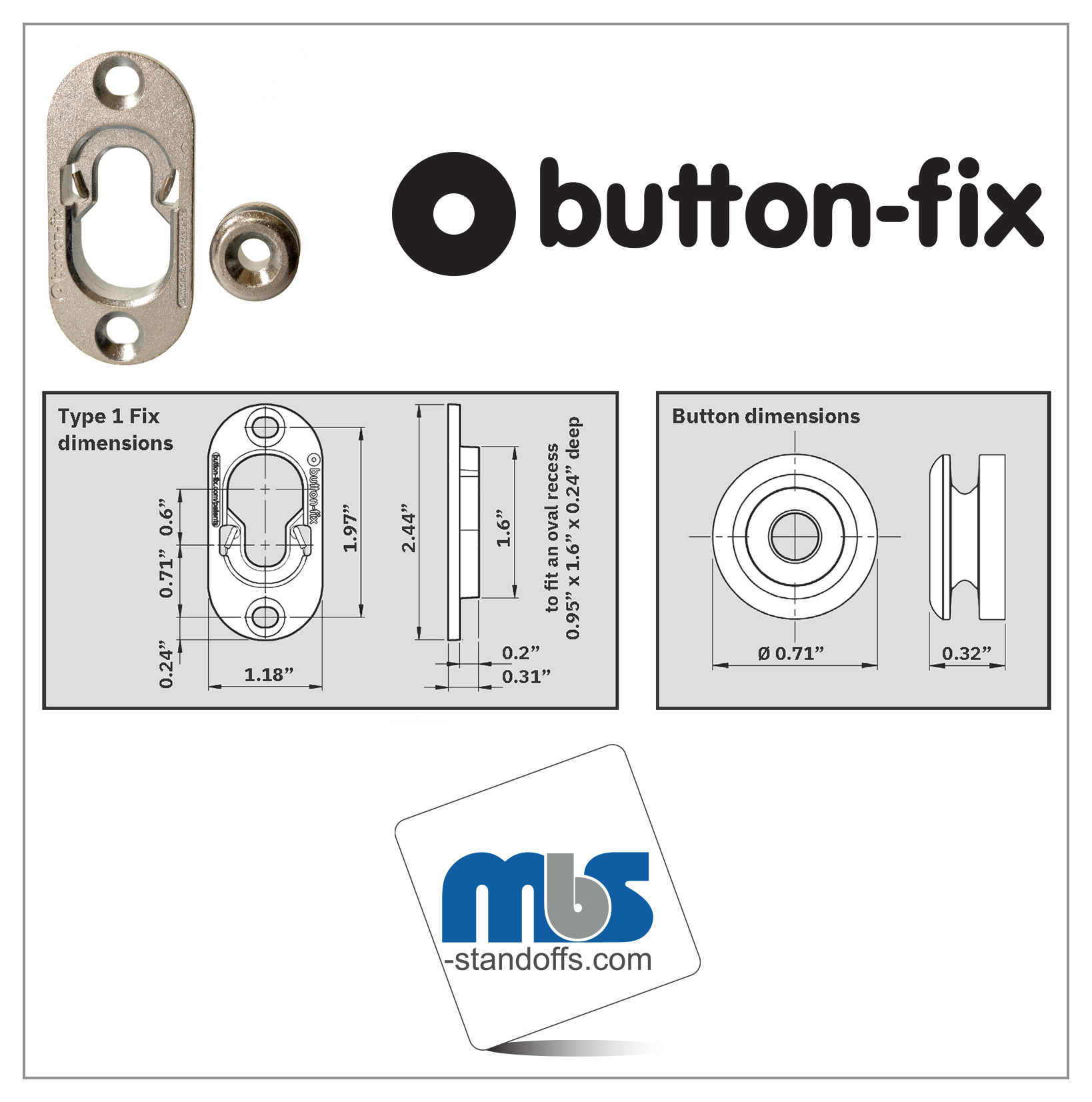 Button Fix Type 1 Metal Fix Bracket Fixing with Stainless Steel ...
